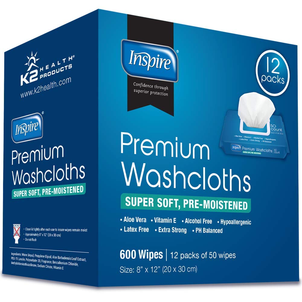 Inspire Adult Wash Cloths 600 Count - K2 Health Products